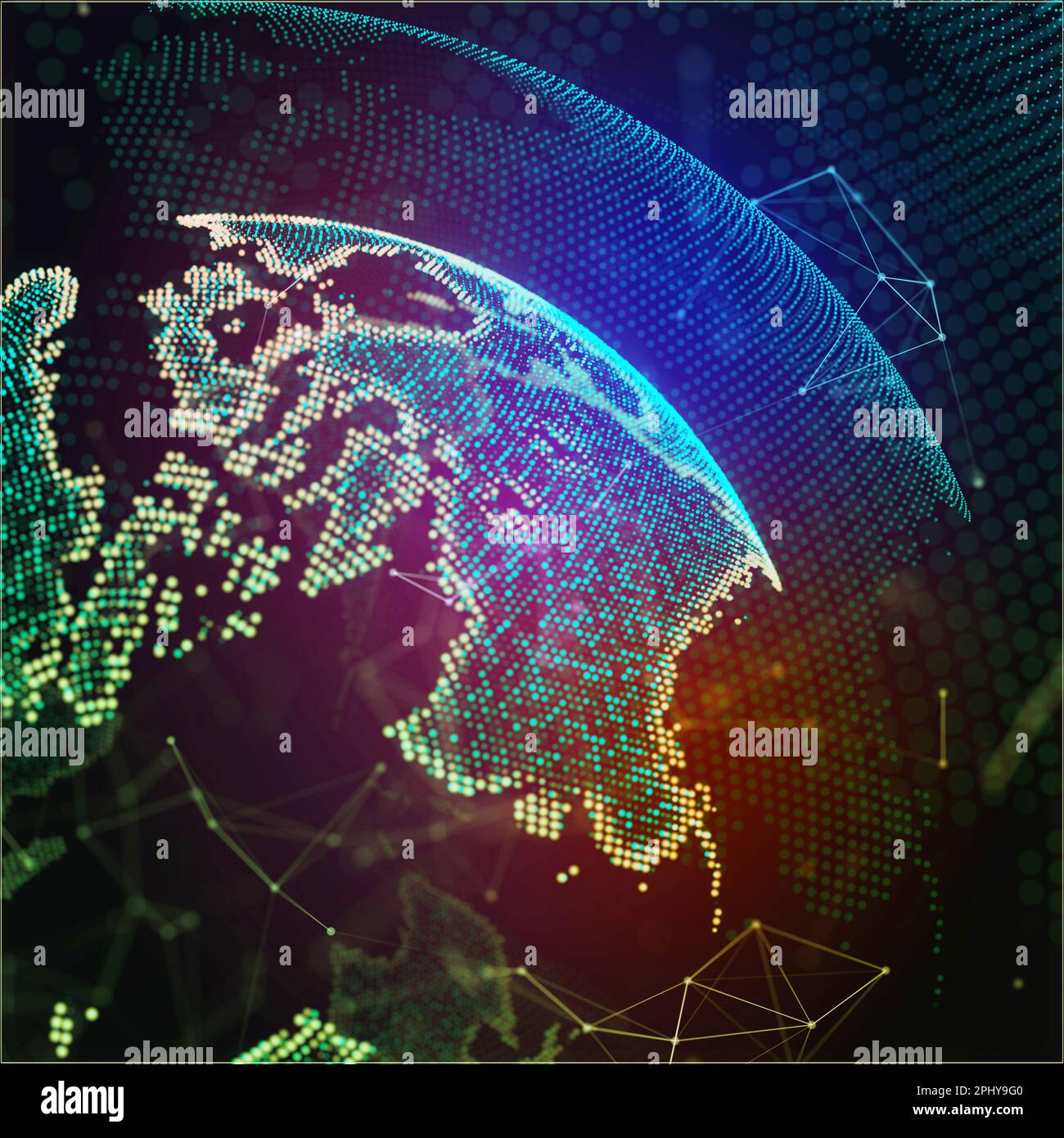 Global network connection. Concept of dot and line composition of ...