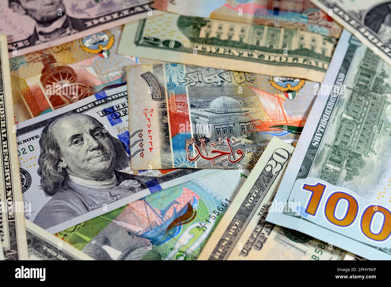 Background of American USA dollars cash money banknotes of different ...