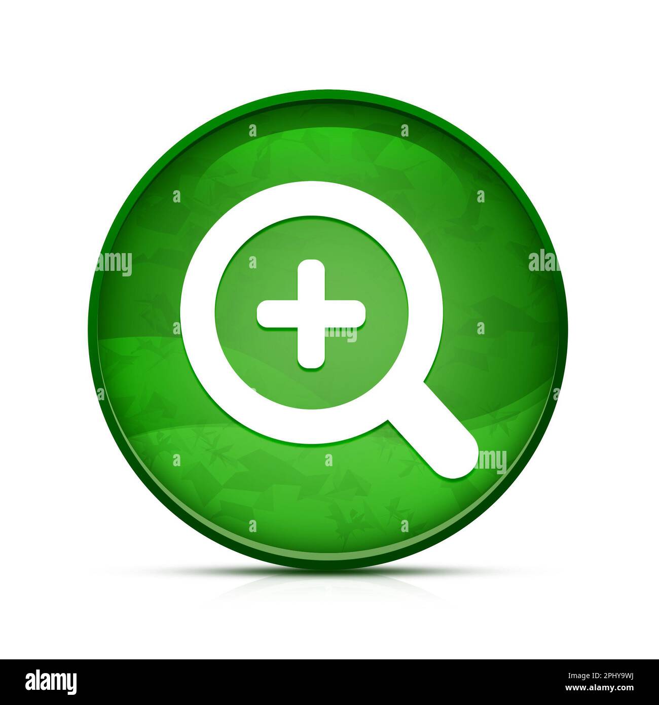 Zoom in icon on classy splash green round button Stock Photo - Alamy