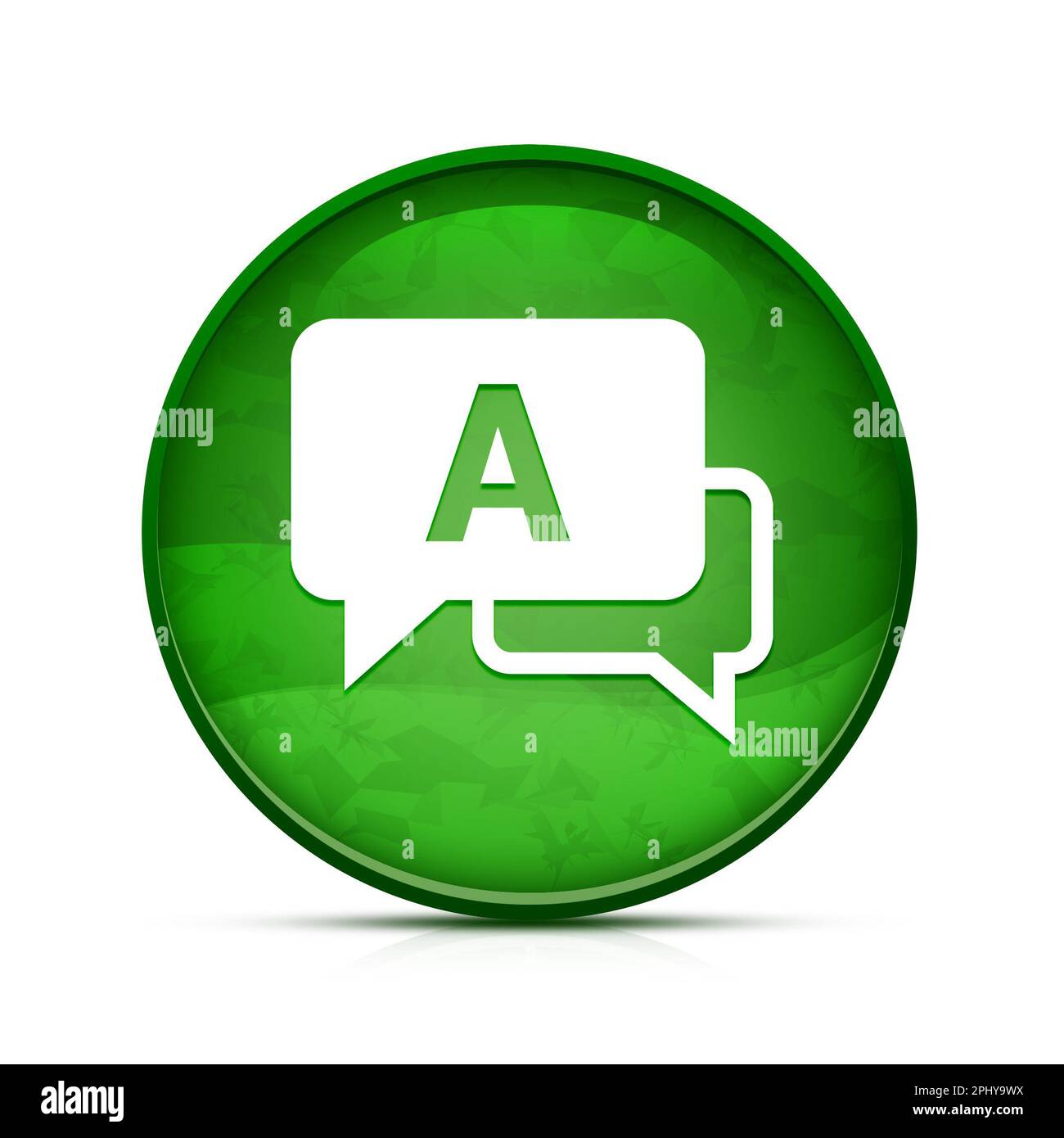 Language icon on classy splash green round button Stock Photo - Alamy