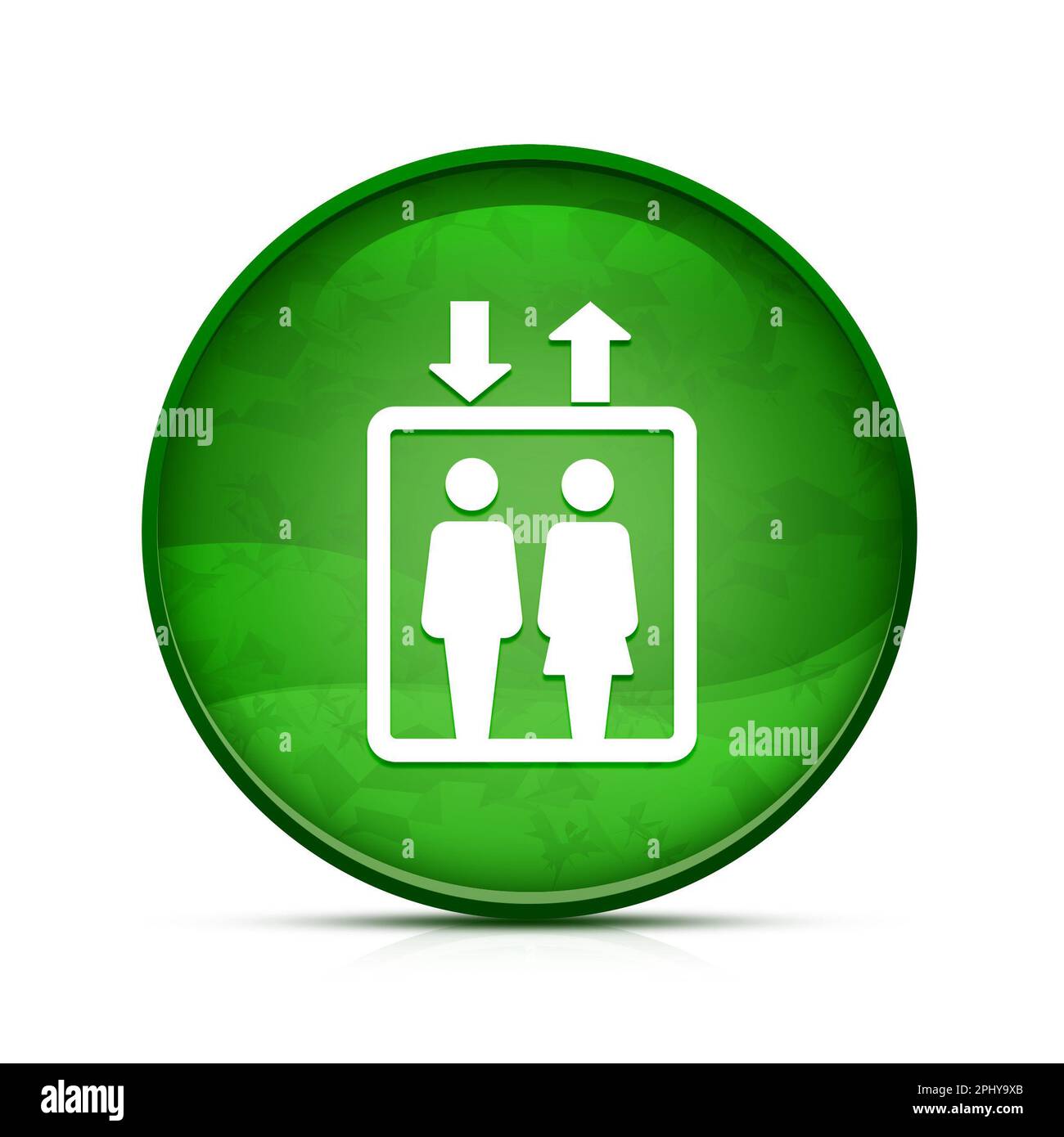 Lift sign icon on classy splash green round button Stock Photo - Alamy