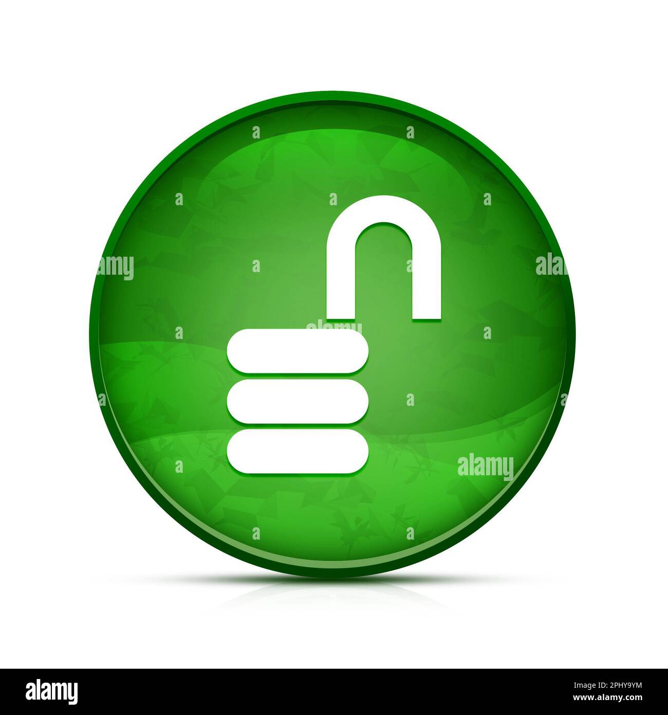 Open lock icon on classy splash green round button Stock Photo - Alamy