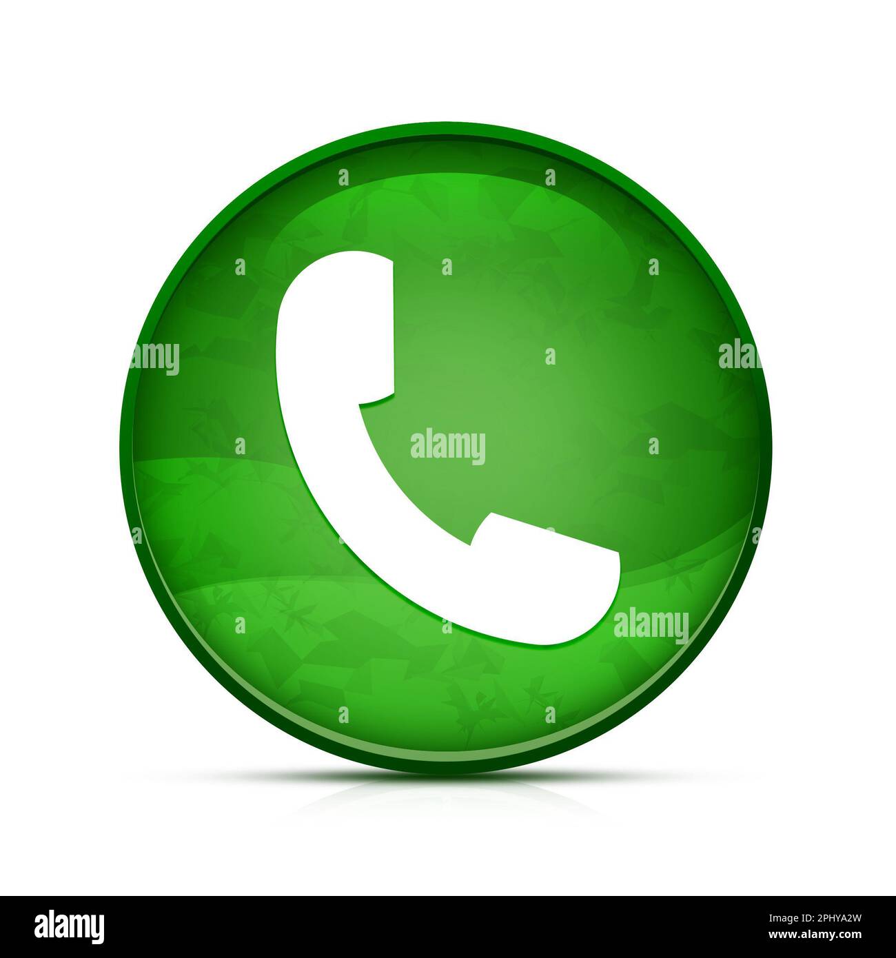 Phone icon on classy splash green round button Stock Photo - Alamy