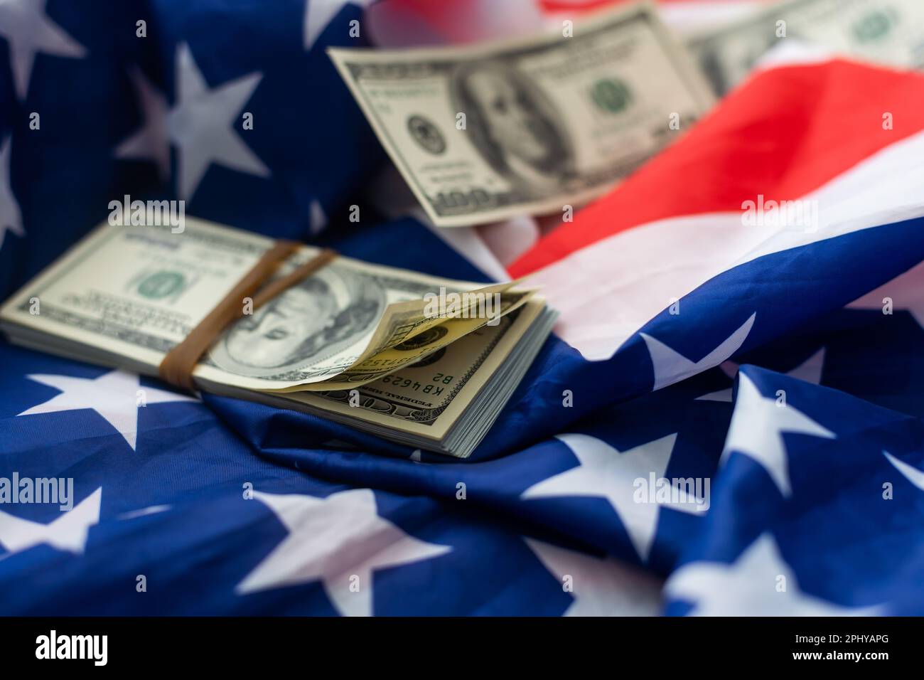 American flag and banknotes dollar Stock Photo - Alamy