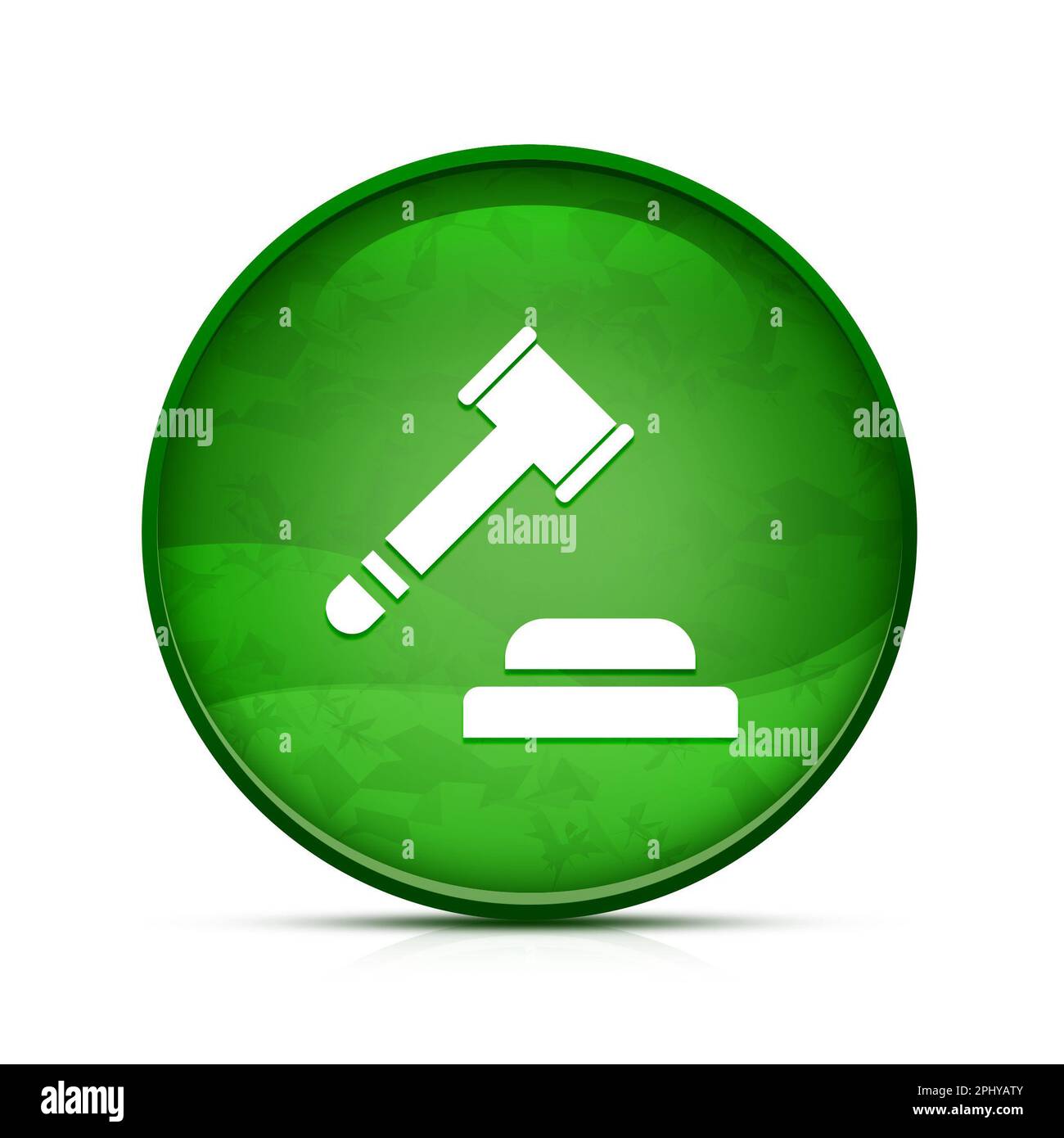 Auction icon on classy splash green round button Stock Photo - Alamy