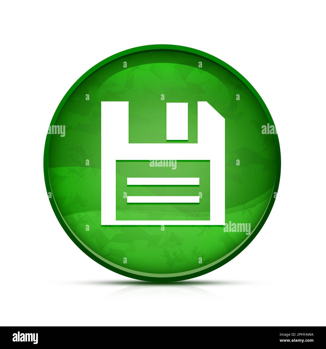 Disk icon on classy splash green round button Stock Photo - Alamy