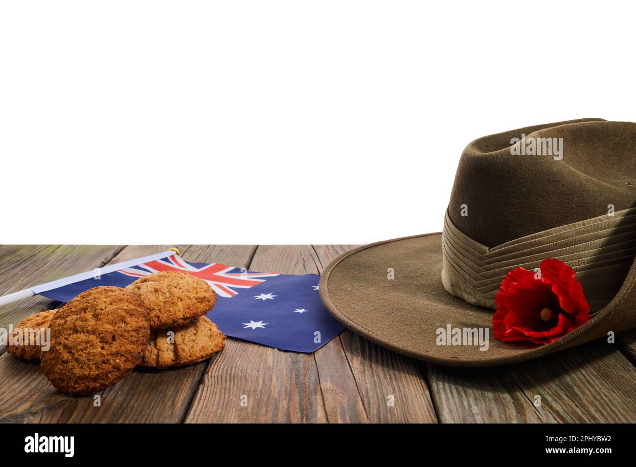 Australian Anzac Day. Australian army slouch hat red poppy and ...