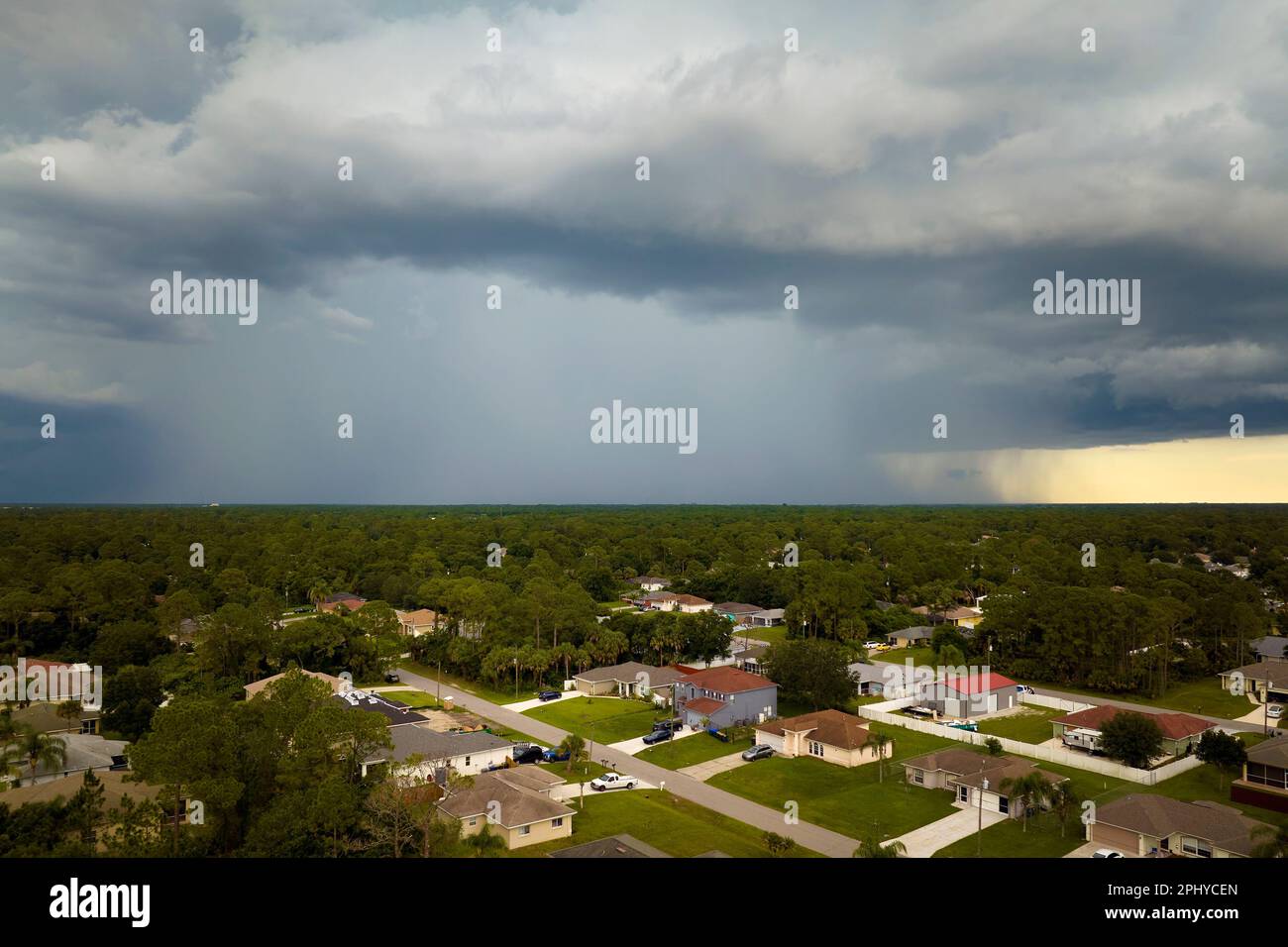 Dark stormy clouds forming on gloomy sky during heavy rainfall season ...