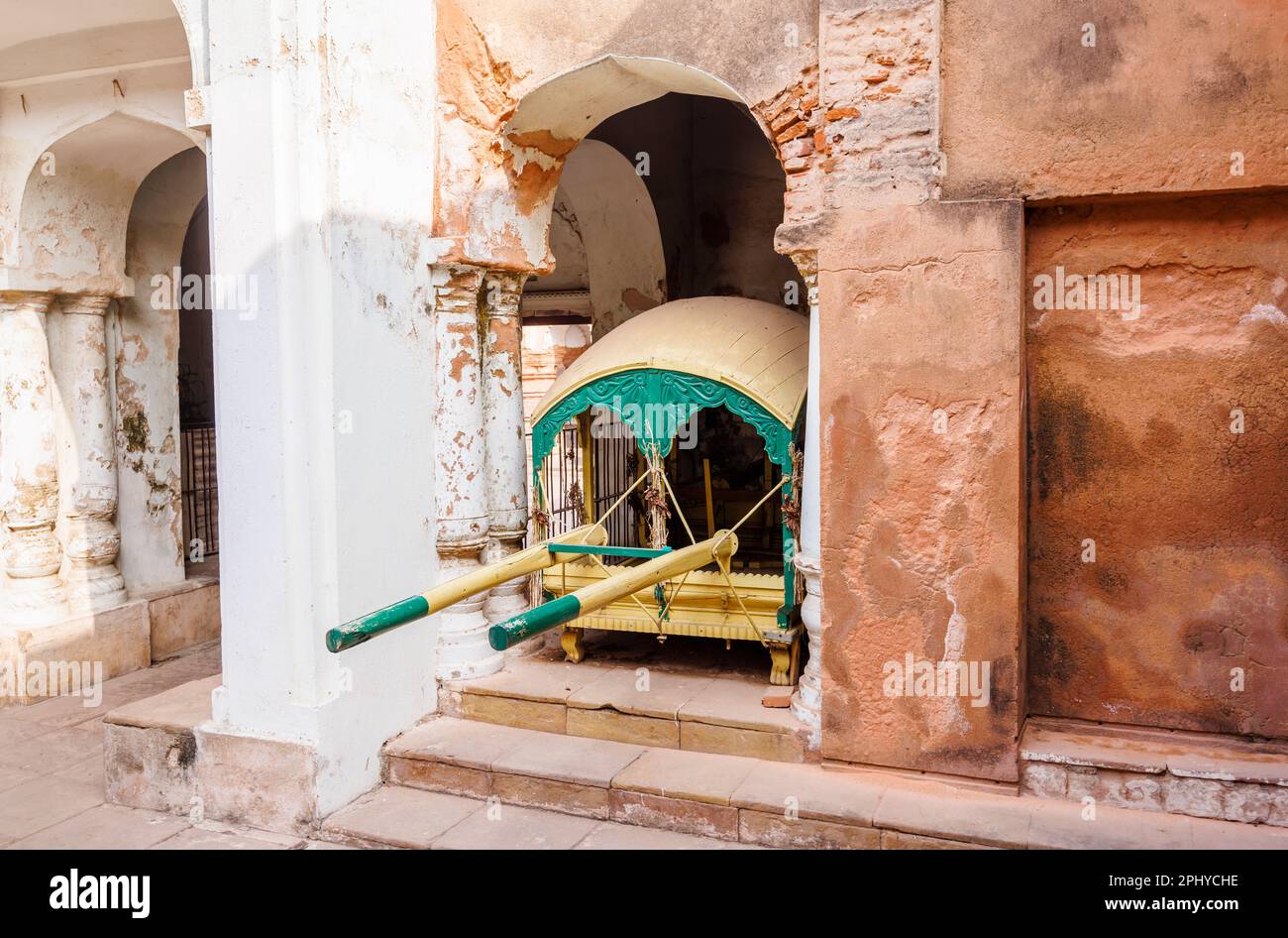 A vintage palanquin in Lalji Temple in the Kalna Rajbari Complex of ...