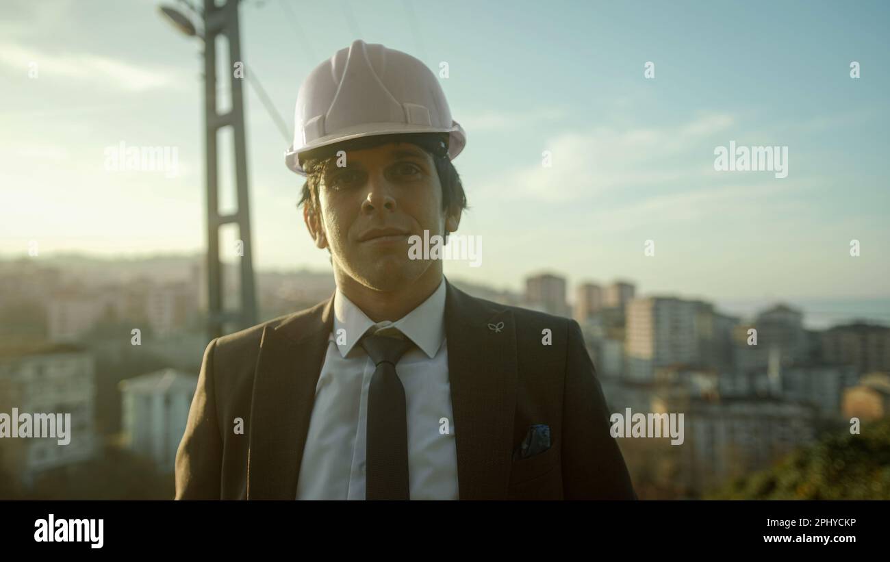 A Young, Handsome, Suit-and-Tie-Clad, Beardless, White Helmeted Civil ...