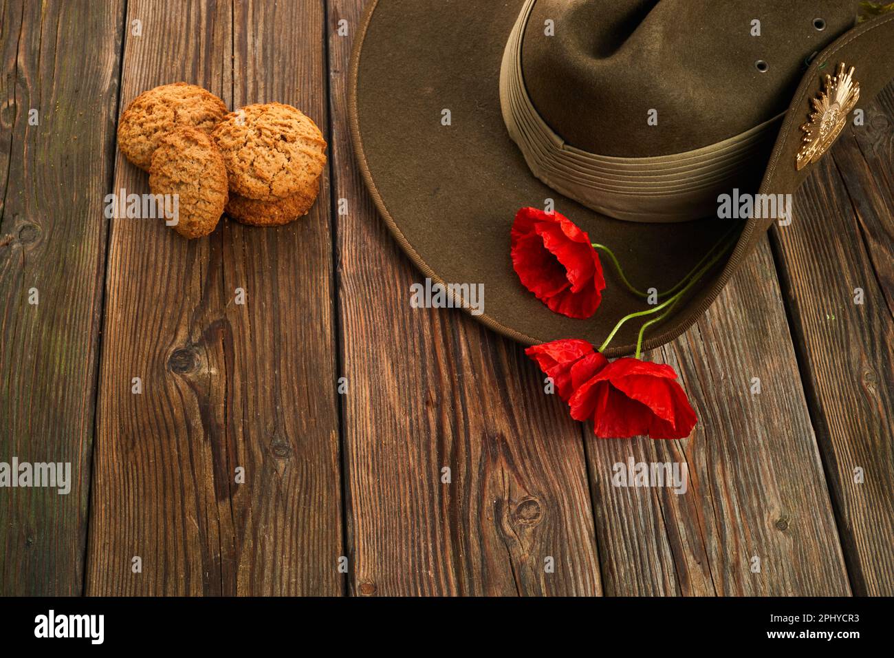 Australian Anzac Day. Australian army slouch hat red poppy and ...