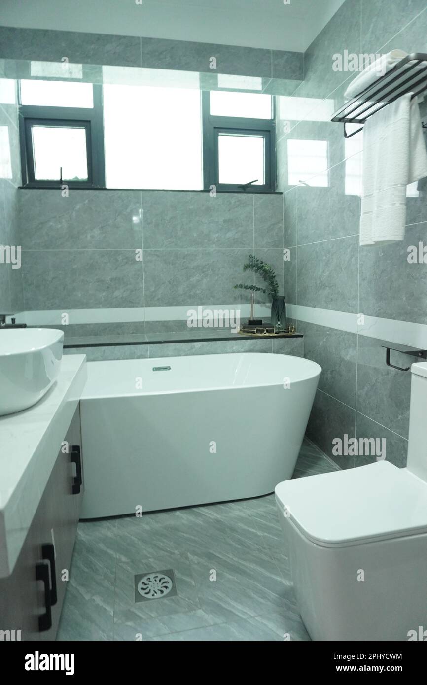 Interior of Very modern villa , from modern washroom, Bathtub to modern ...