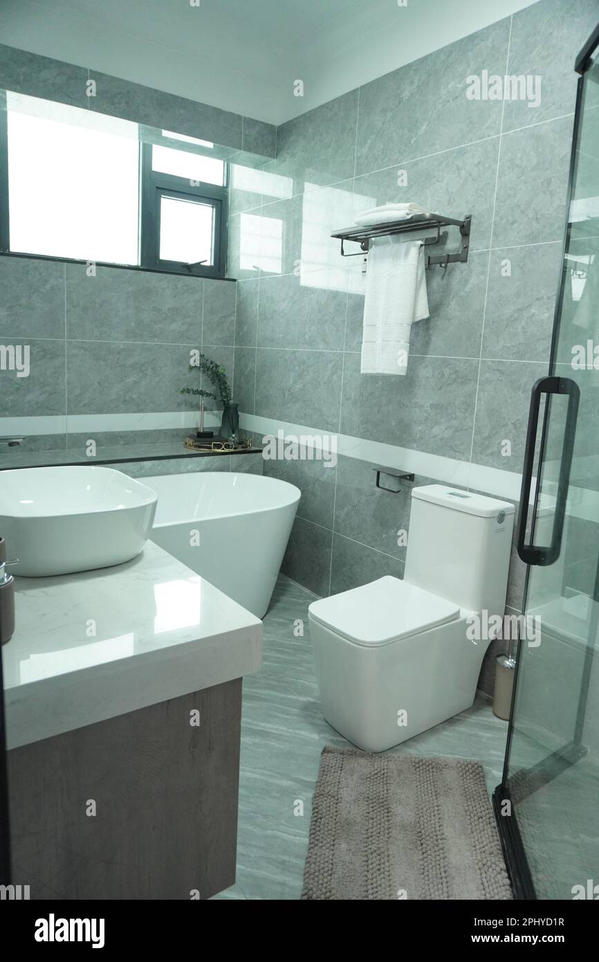 Interior of Very modern villa , from modern washroom, Bathtub to modern ...