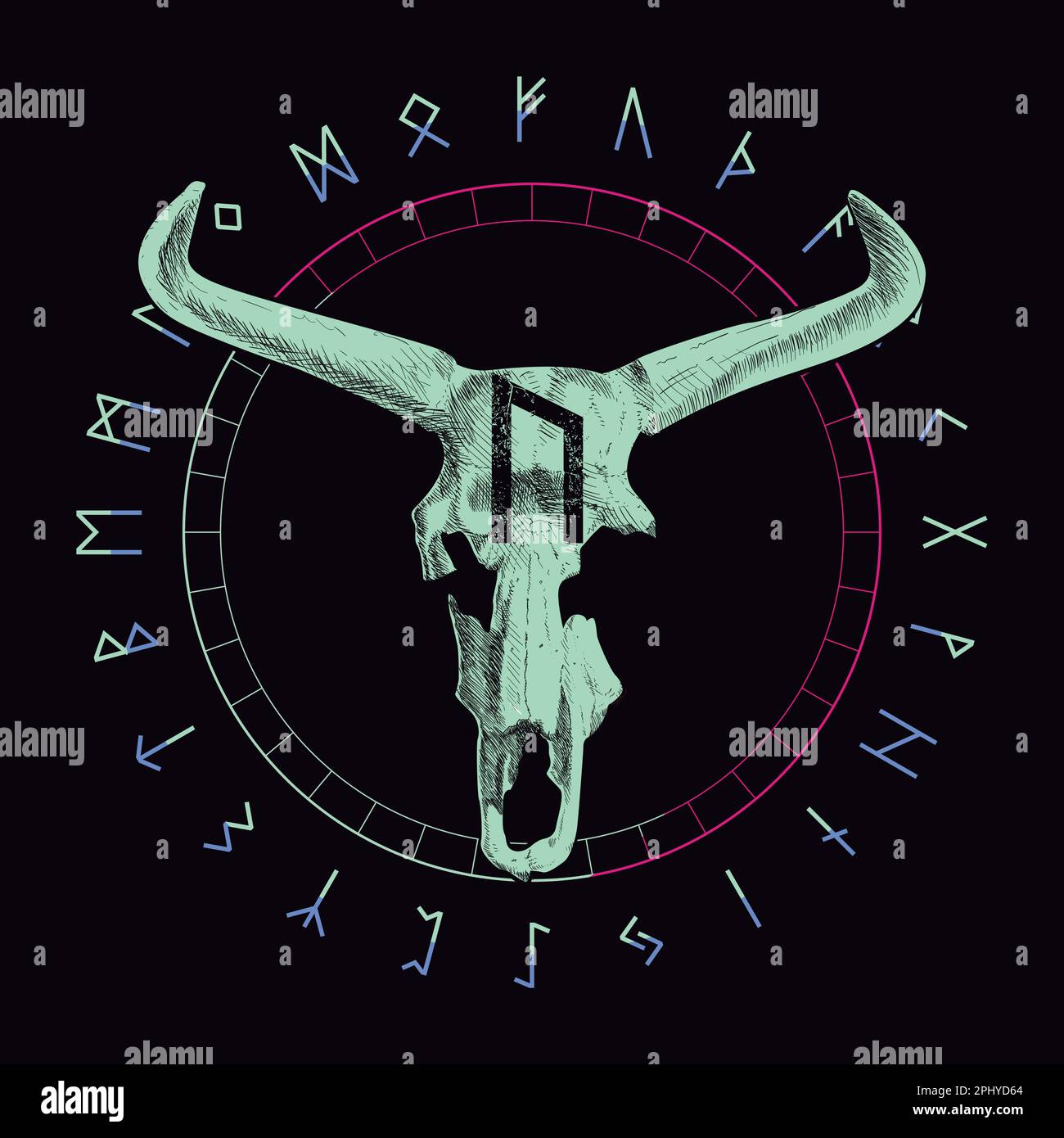 vector illustration of runic alphabet in circular design. Runic letter ...
