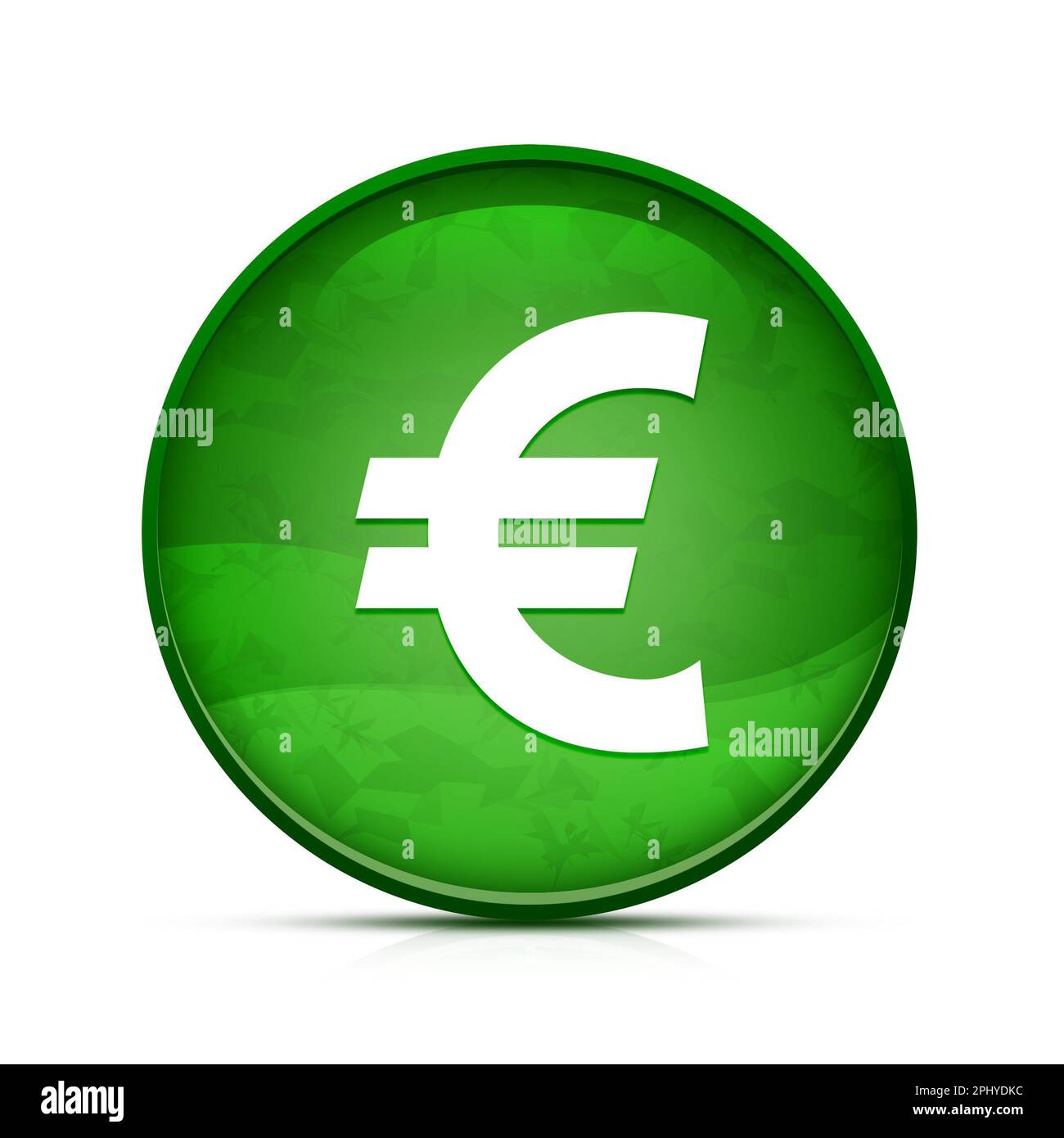 Euro sign icon on classy splash green round button Stock Photo - Alamy