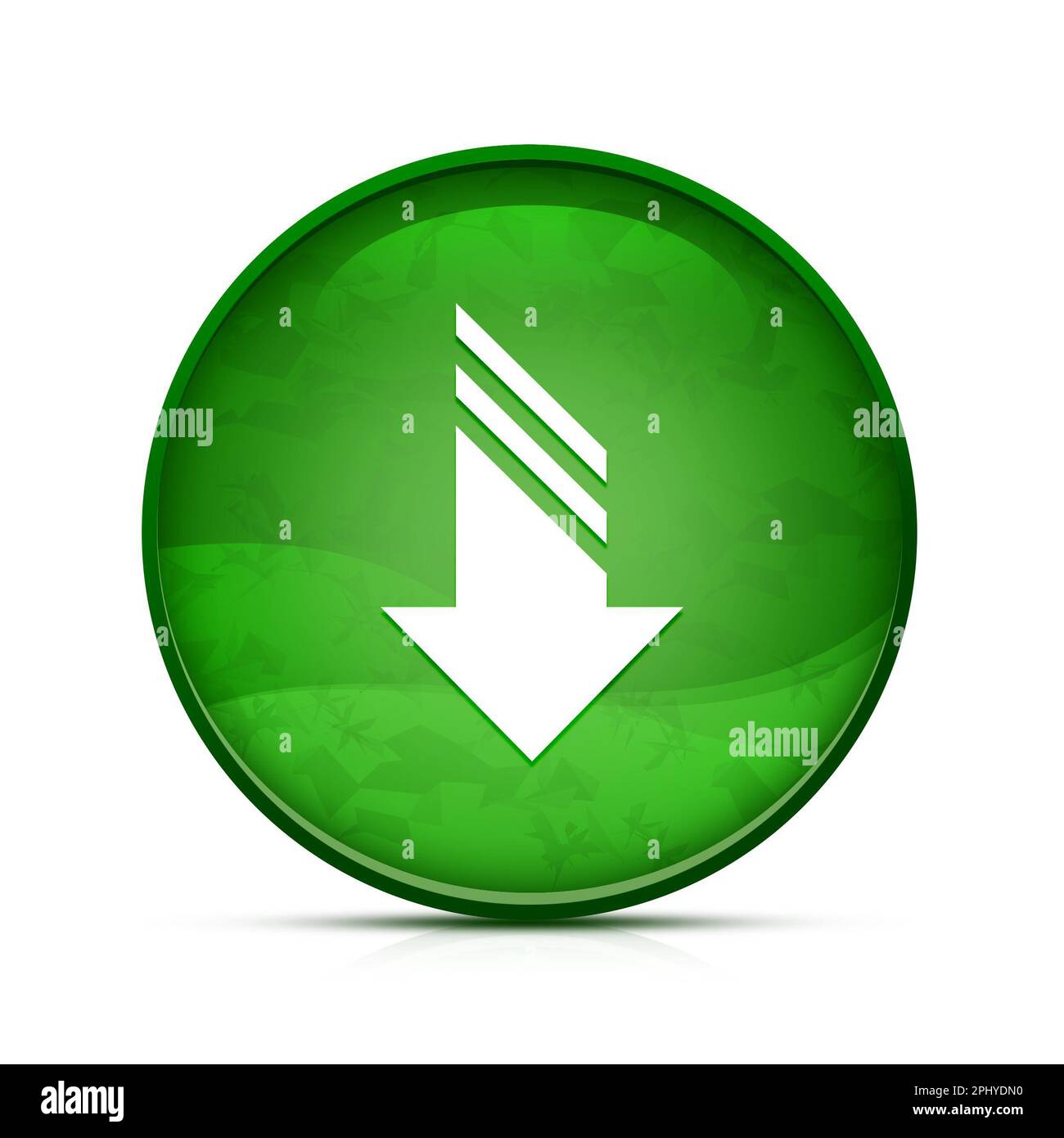 Download icon on classy splash green round button Stock Photo - Alamy