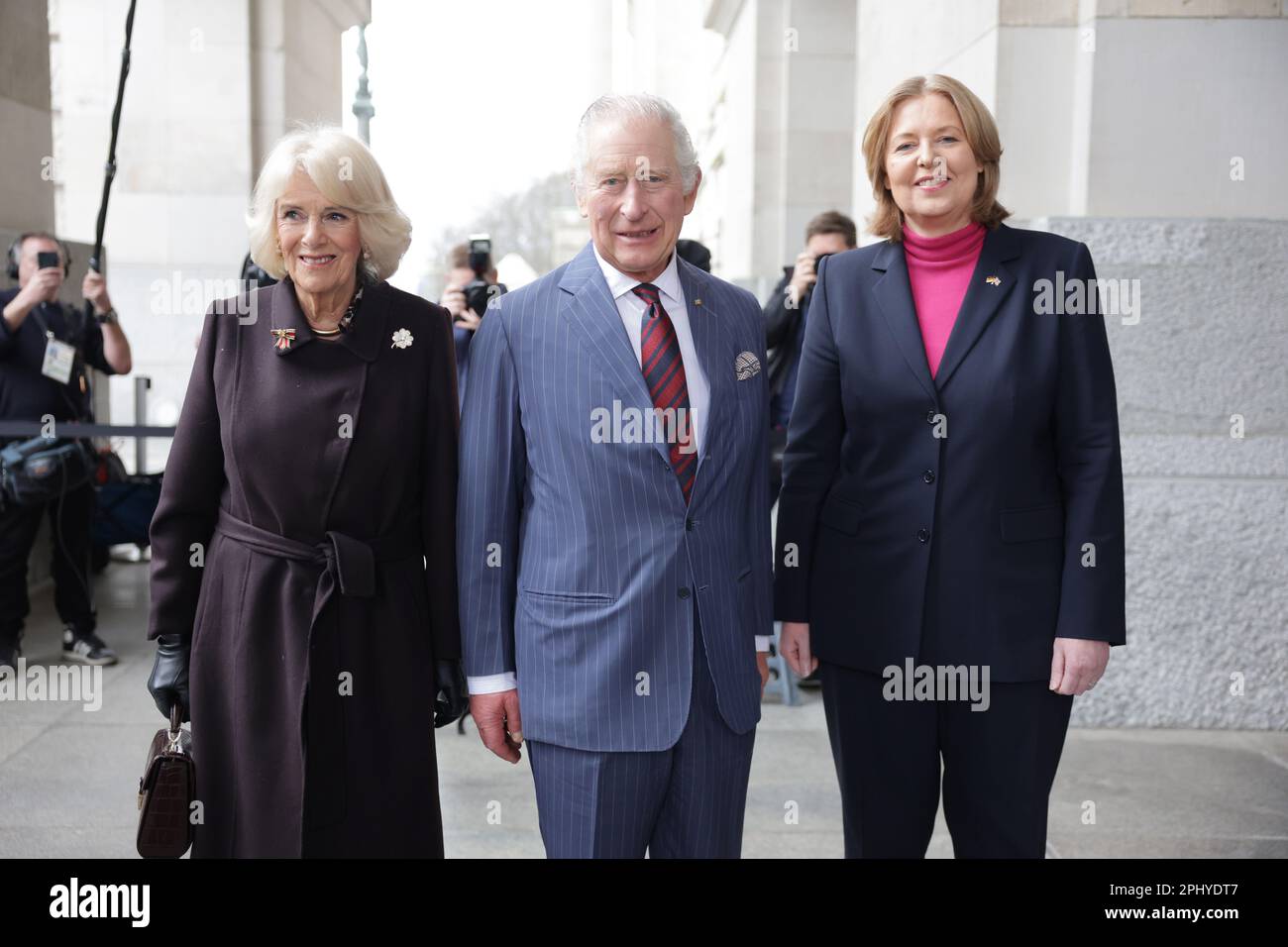 King Charles III and the Queen Consort with the President of the German ...