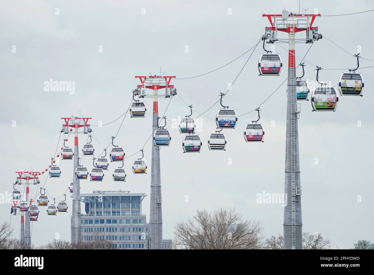 Mannheim, Germany. 30th Mar, 2023. Cabins of the cable car with the ...