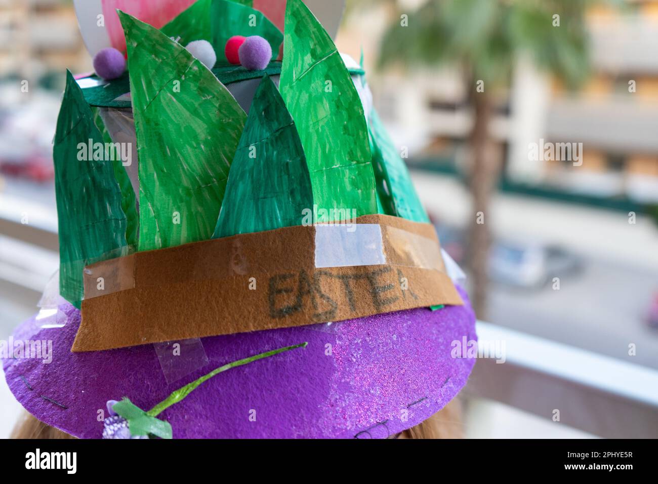 Home-made easter hat, rabbit style Stock Photo - Alamy