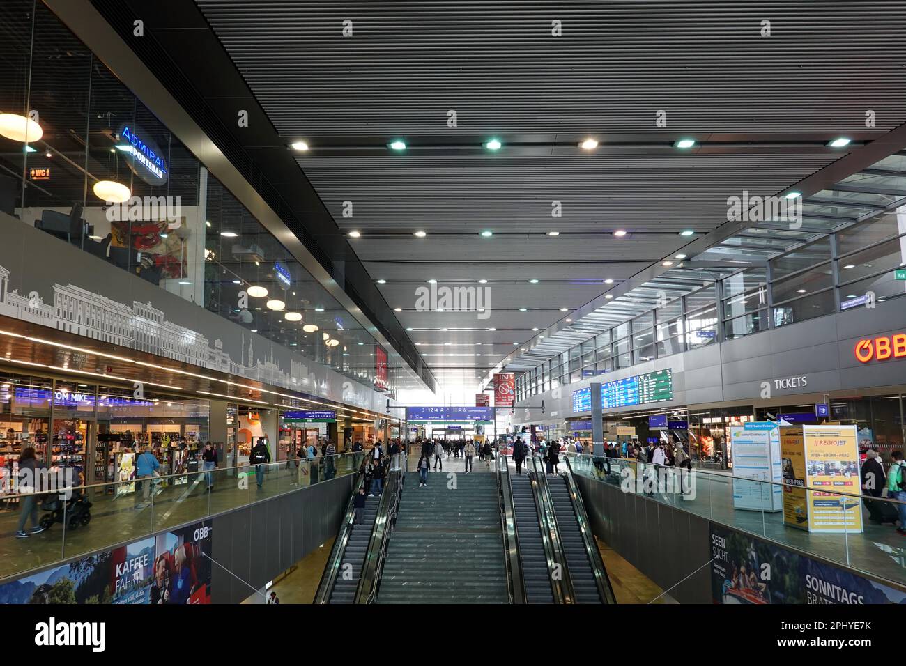 Vienna, Austria - May the 10th 2019: Interior of Vienna Central Train ...