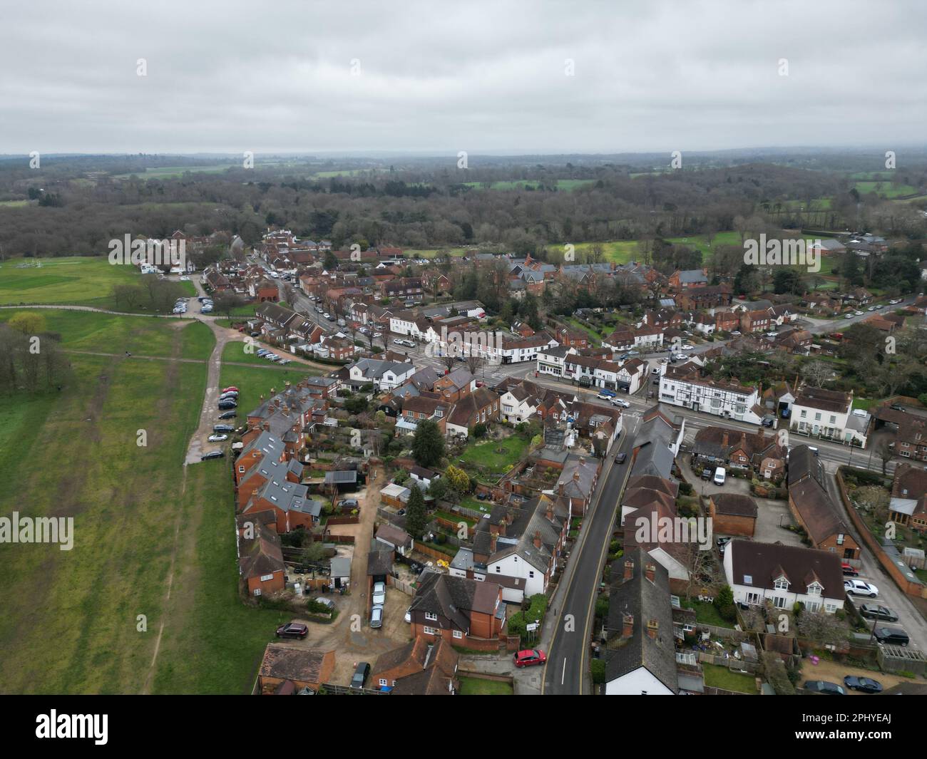 Ripley Village Surrey UK Drone, Aerial, veiw from the air Stock Photo ...