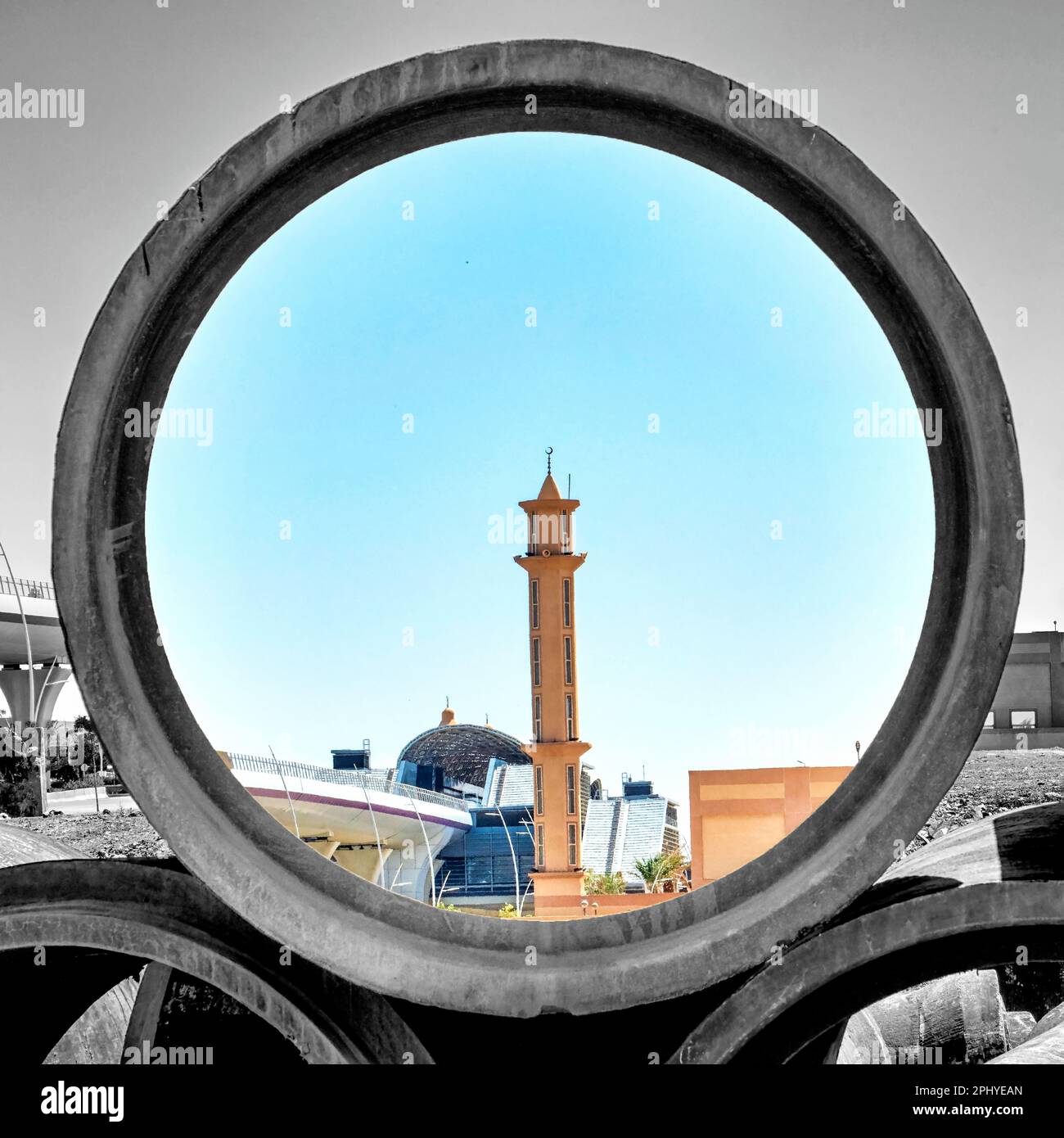 Through the Looking-pipe - center focus - mono and colour Stock Photo ...