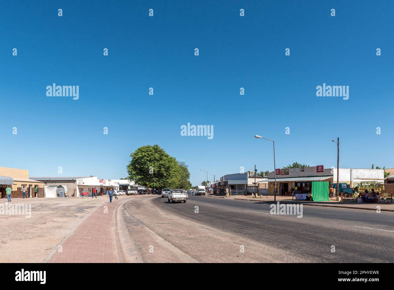 Keimoes, South Africa - Feb 25, 2023: A street scene, with businesses ...