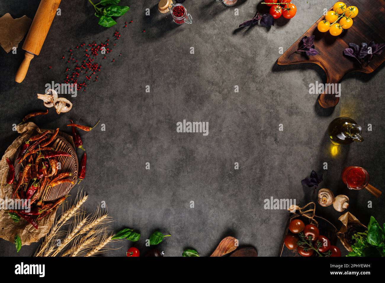 Background food ingredients cooking frame copy space Stock Photo - Alamy