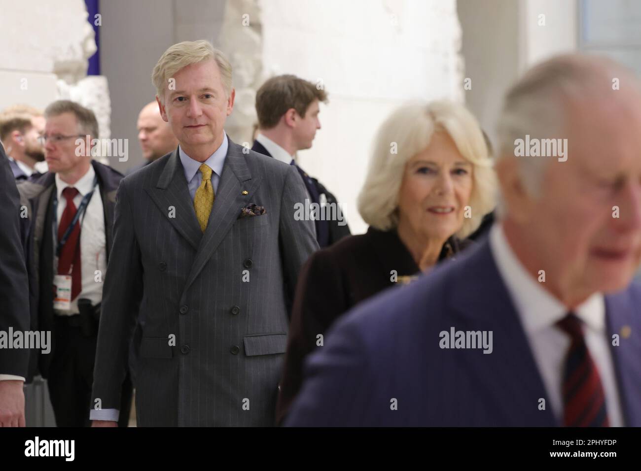 King Charles III, the Queen Consort and their Private Secretary Clive ...