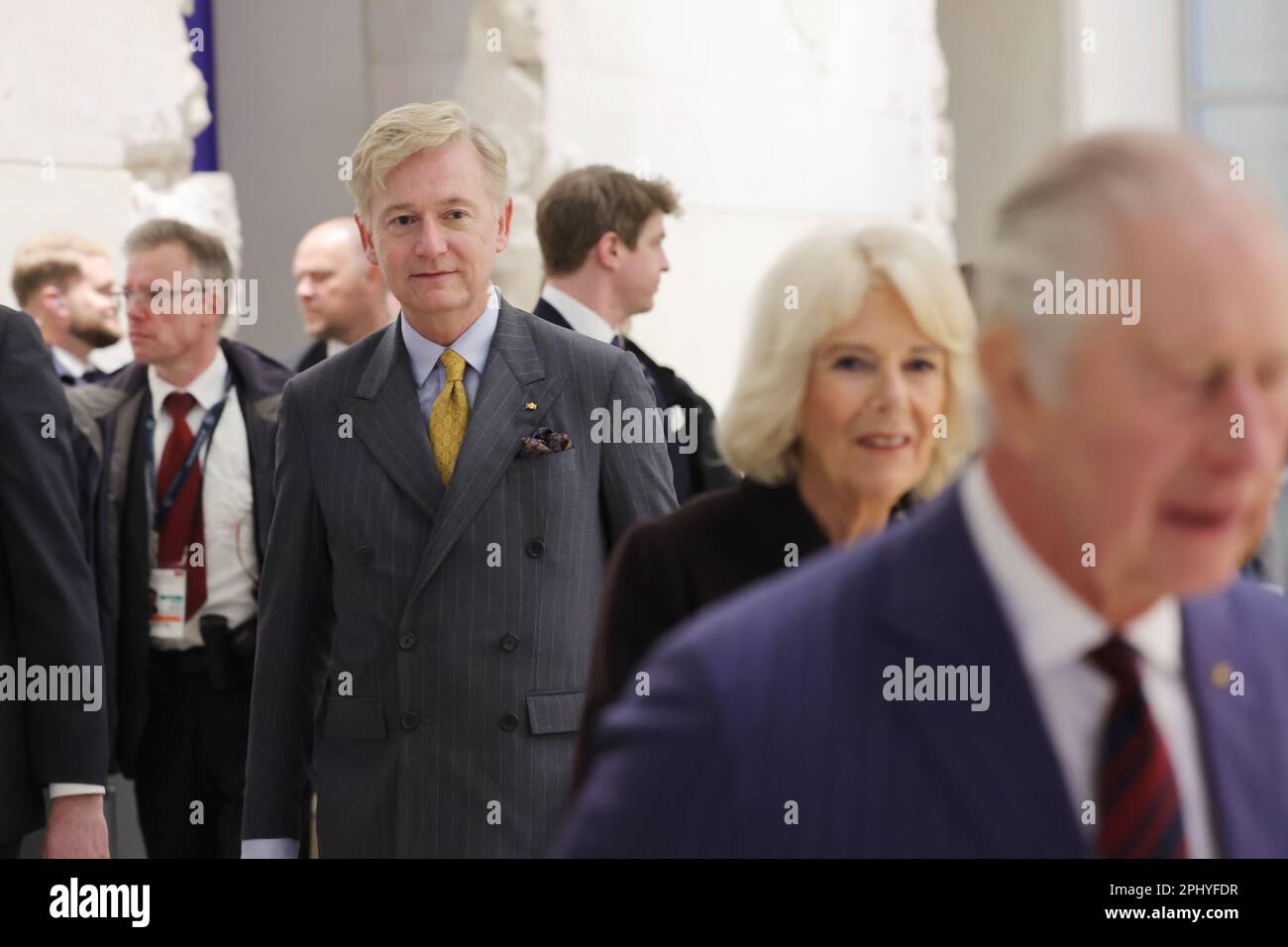 King Charles III, the Queen Consort and their Private Secretary Clive ...