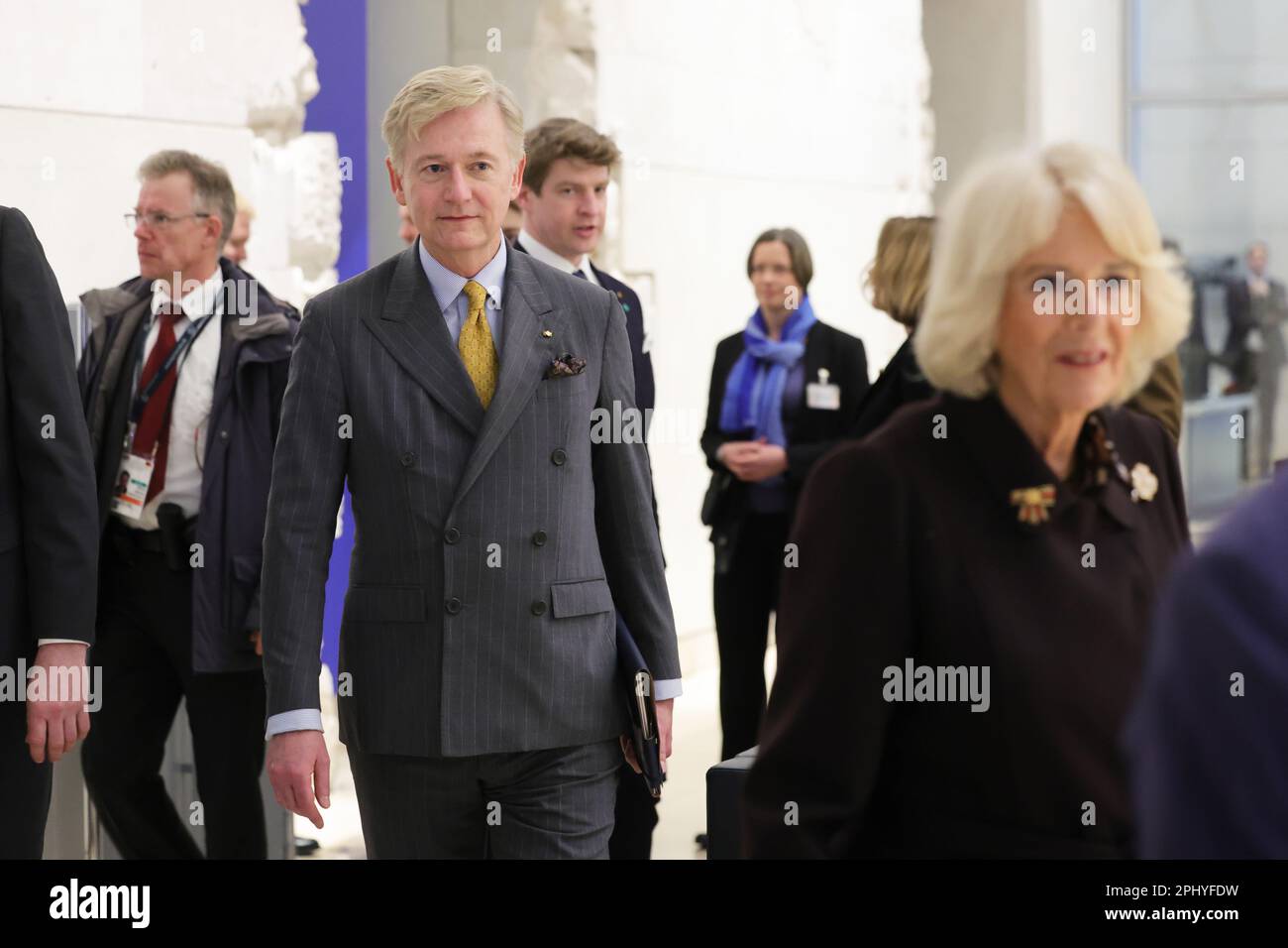 King Charles III, the Queen Consort and their Private Secretary Clive ...