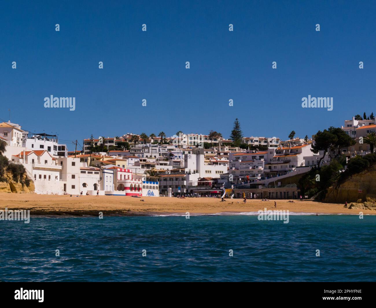 View from tourist boat to Carvoeiro beach one of most picturesque ...