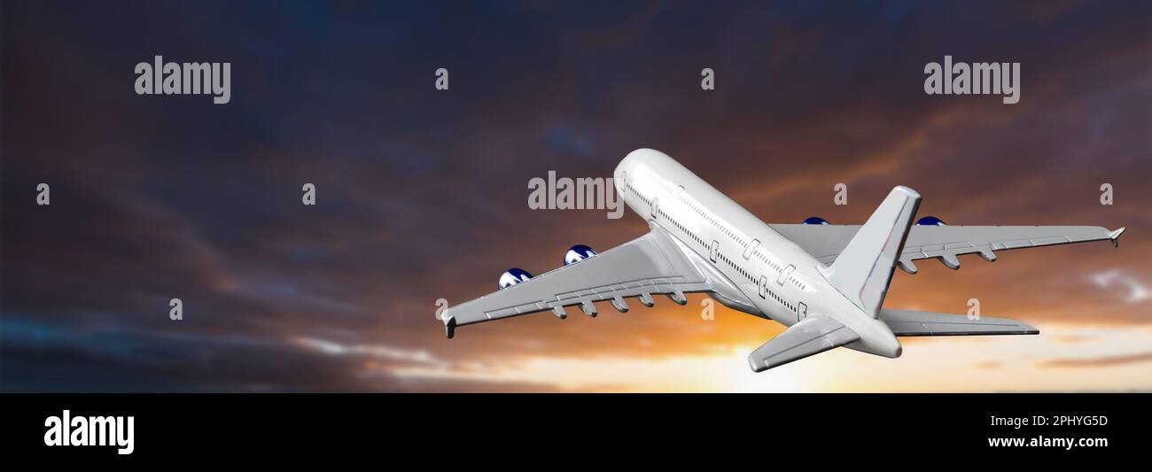 Airplane high speed on the clouds sky Stock Photo - Alamy
