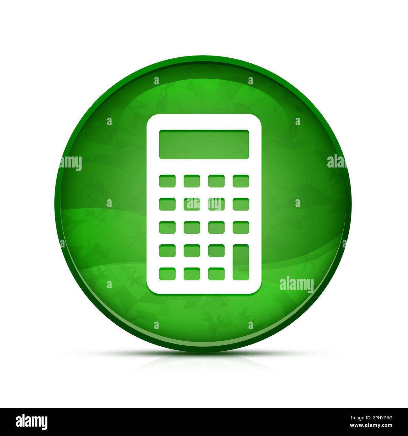 Calculator icon on classy splash green round button Stock Photo - Alamy