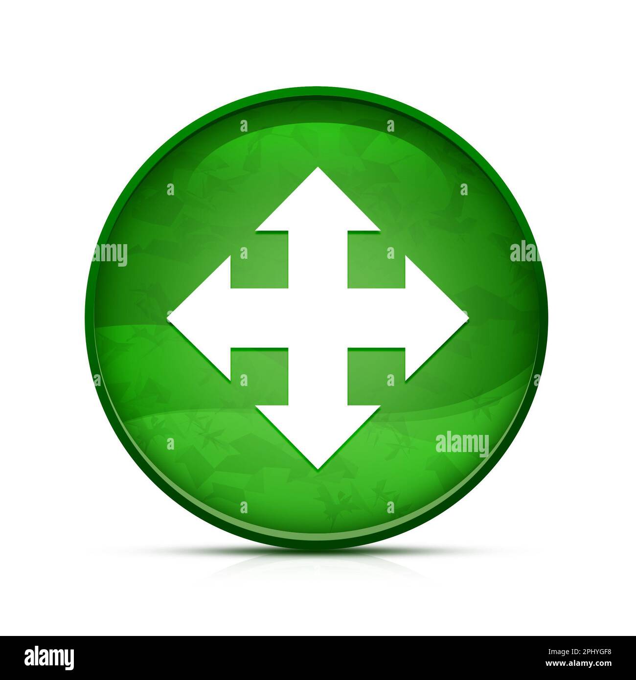 Move icon on classy splash green round button Stock Photo - Alamy