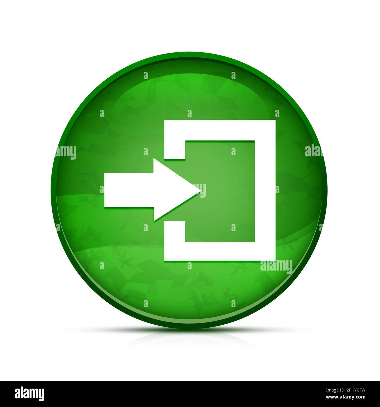 Login icon on classy splash green round button Stock Photo - Alamy