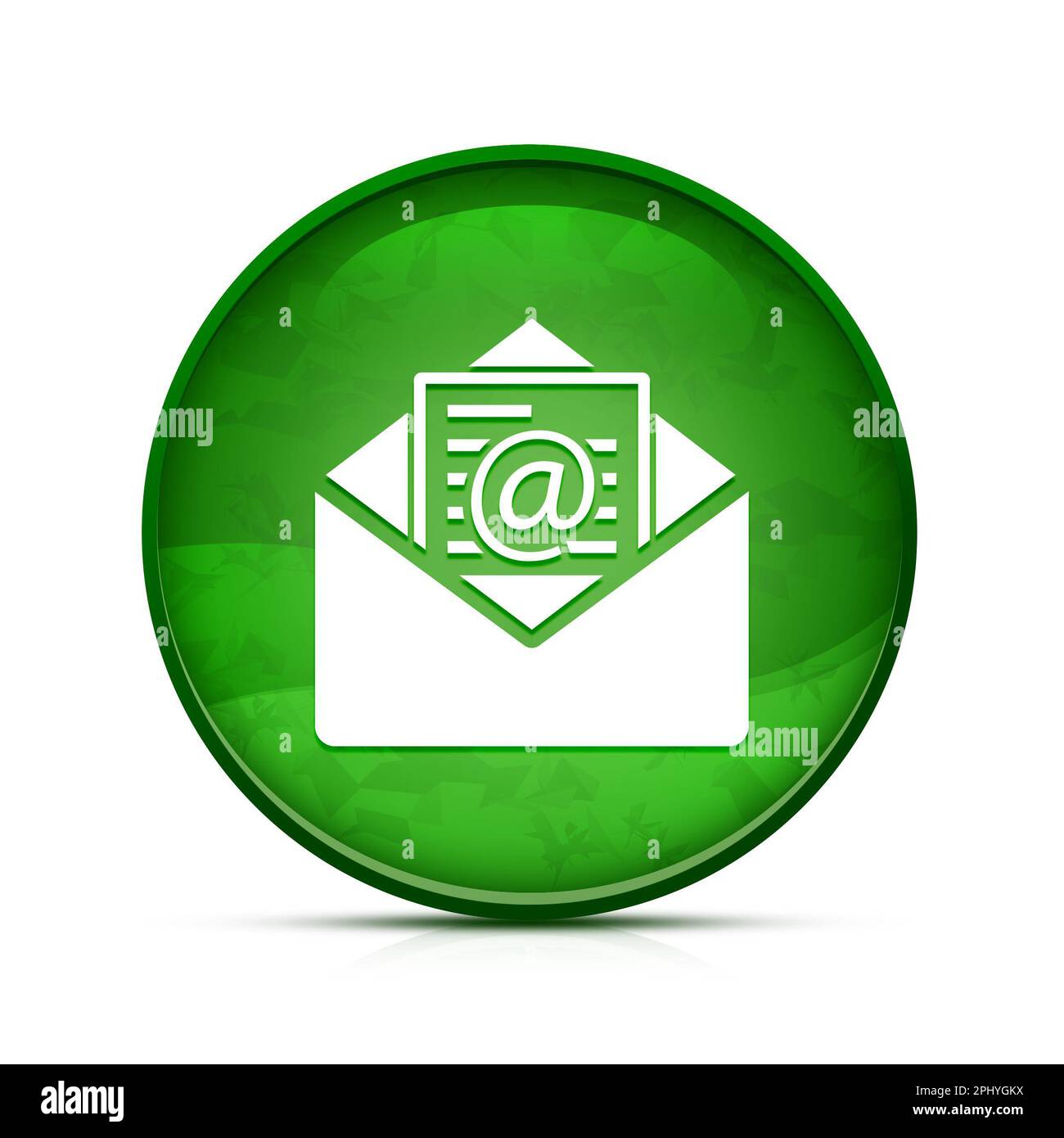 Newsletter email icon on classy splash green round button Stock Photo ...