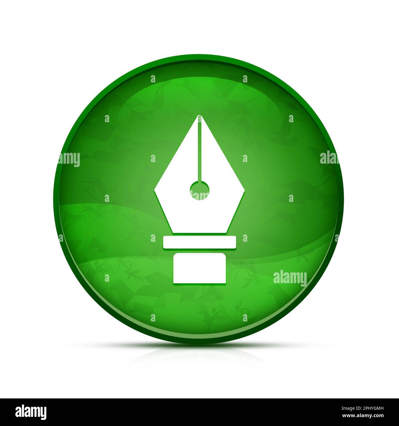 Pen icon on classy splash green round button Stock Photo - Alamy