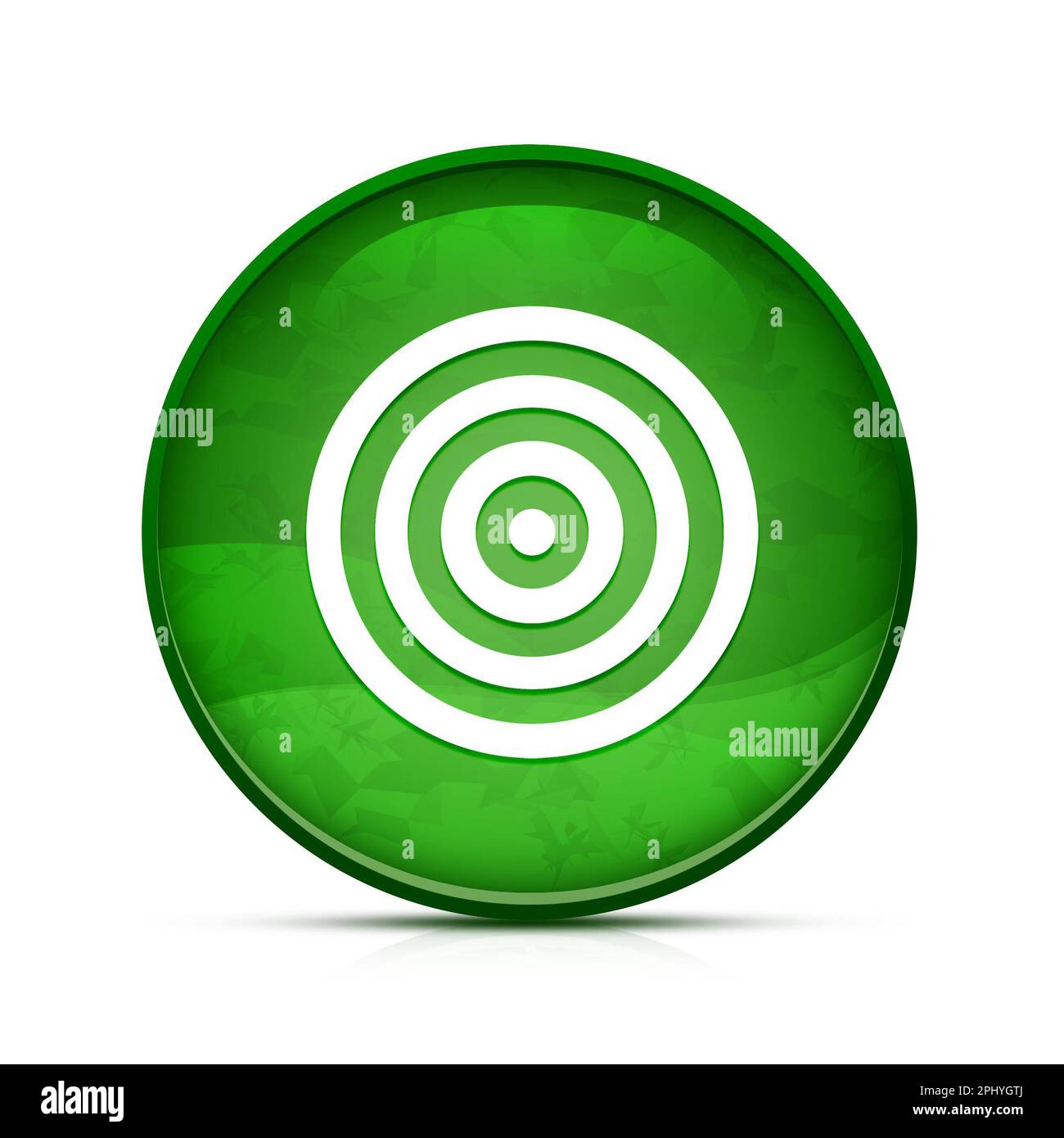 Target icon on classy splash green round button Stock Photo - Alamy