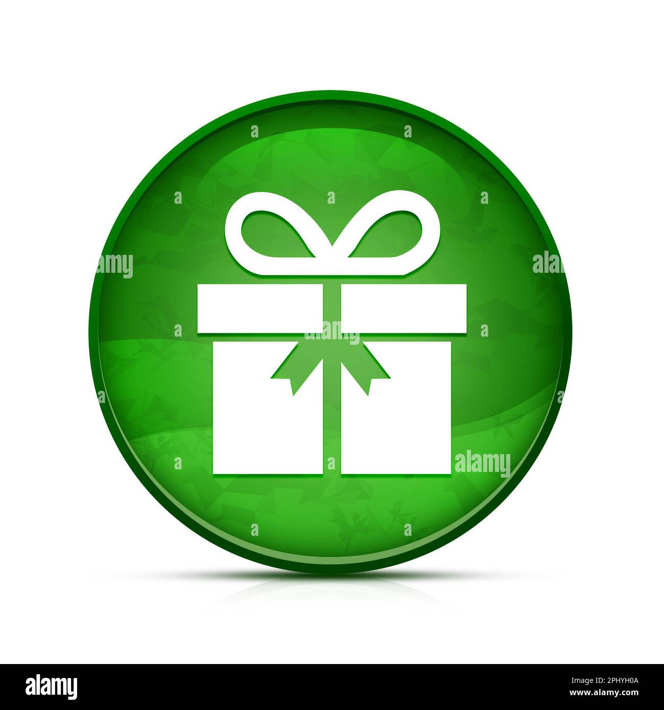 Gift icon on classy splash green round button Stock Photo - Alamy