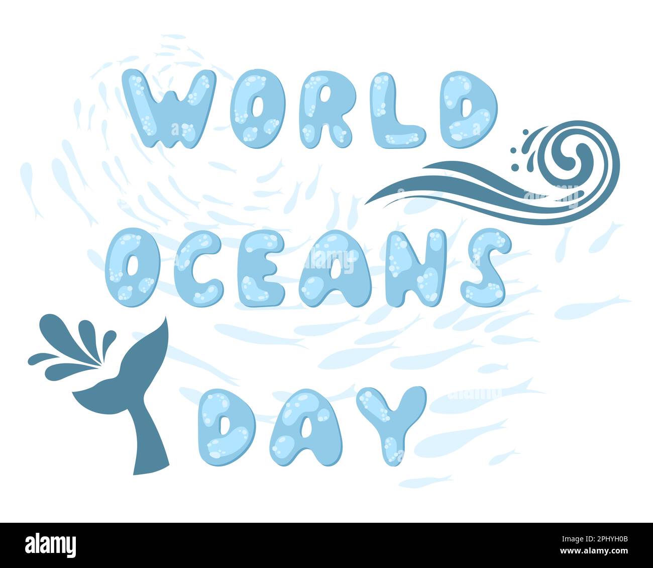 International Ocean Day. Modern typographic lettering for printing and ...