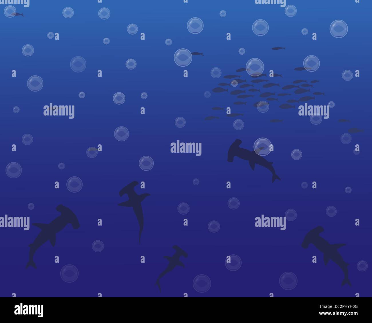 Vector landscape with silhouettes of the seabed with different types of ...