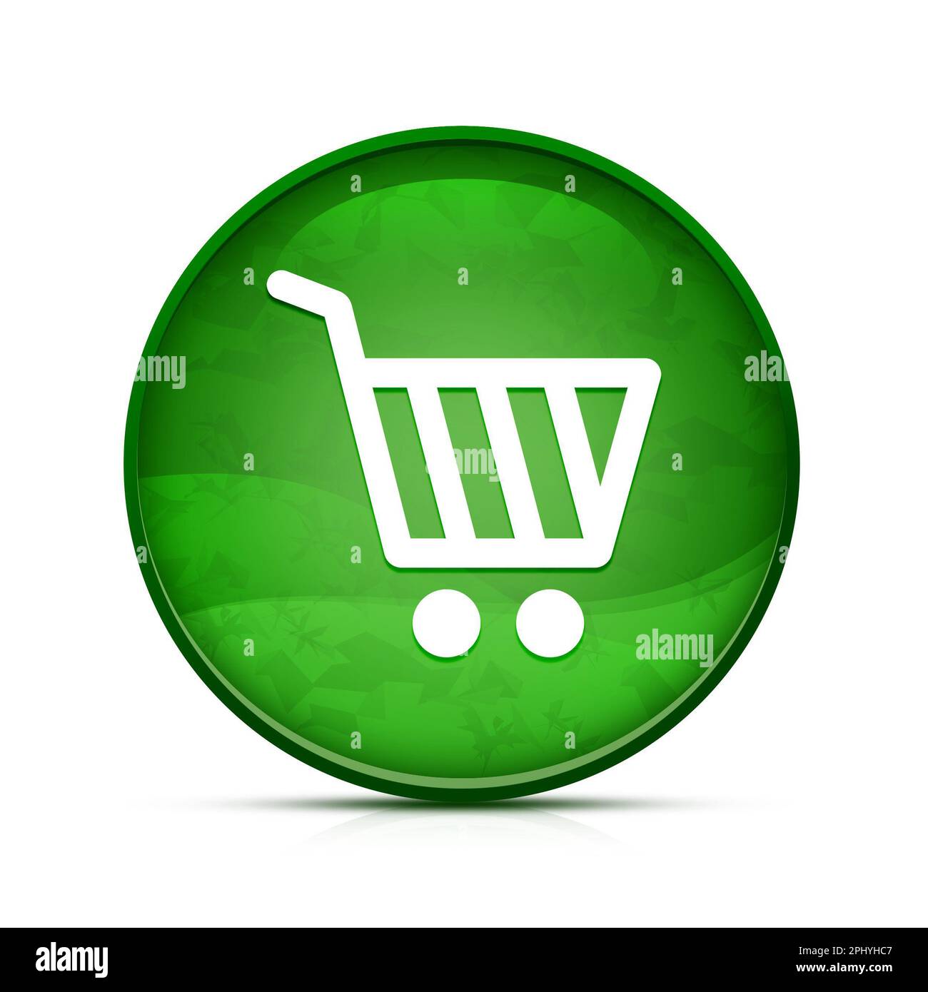 Shopping cart icon on classy splash green round button Stock Photo - Alamy