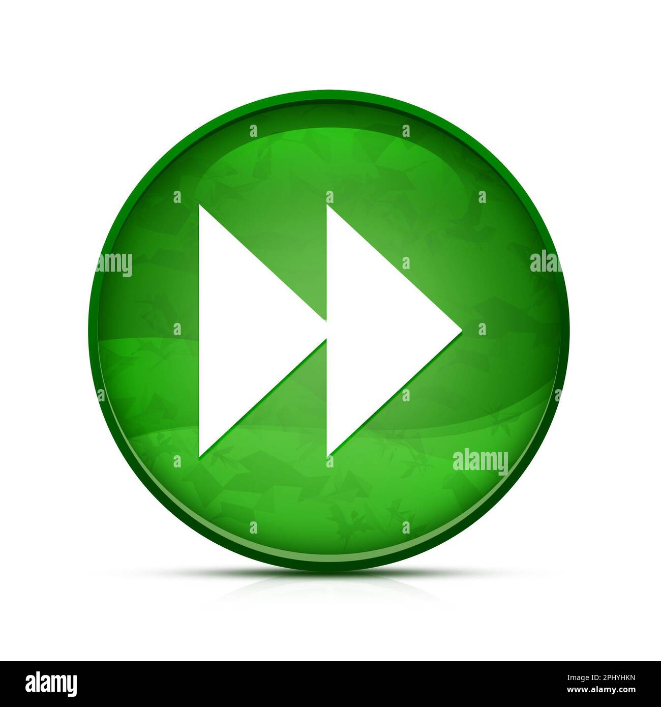 Jump forward icon on classy splash green round button Stock Photo - Alamy