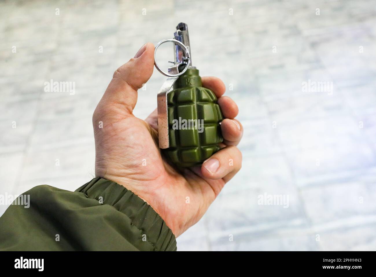 29.03.2023. Russia. Moscow. Airsoft grenades presented in the ...