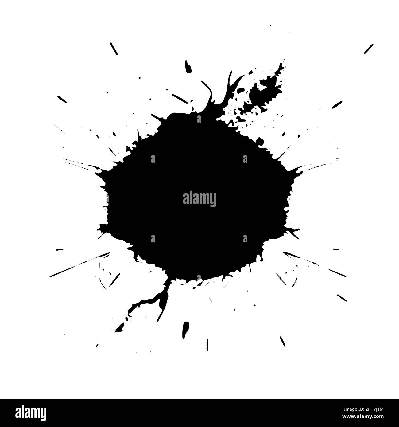 Splashes. Blotter spots. Black liquid paint splash or ink splatter ...