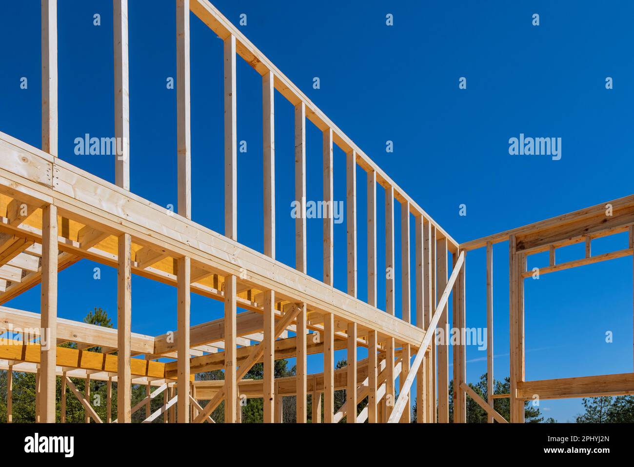 During construction, wooden framework was carried for beam stick home ...