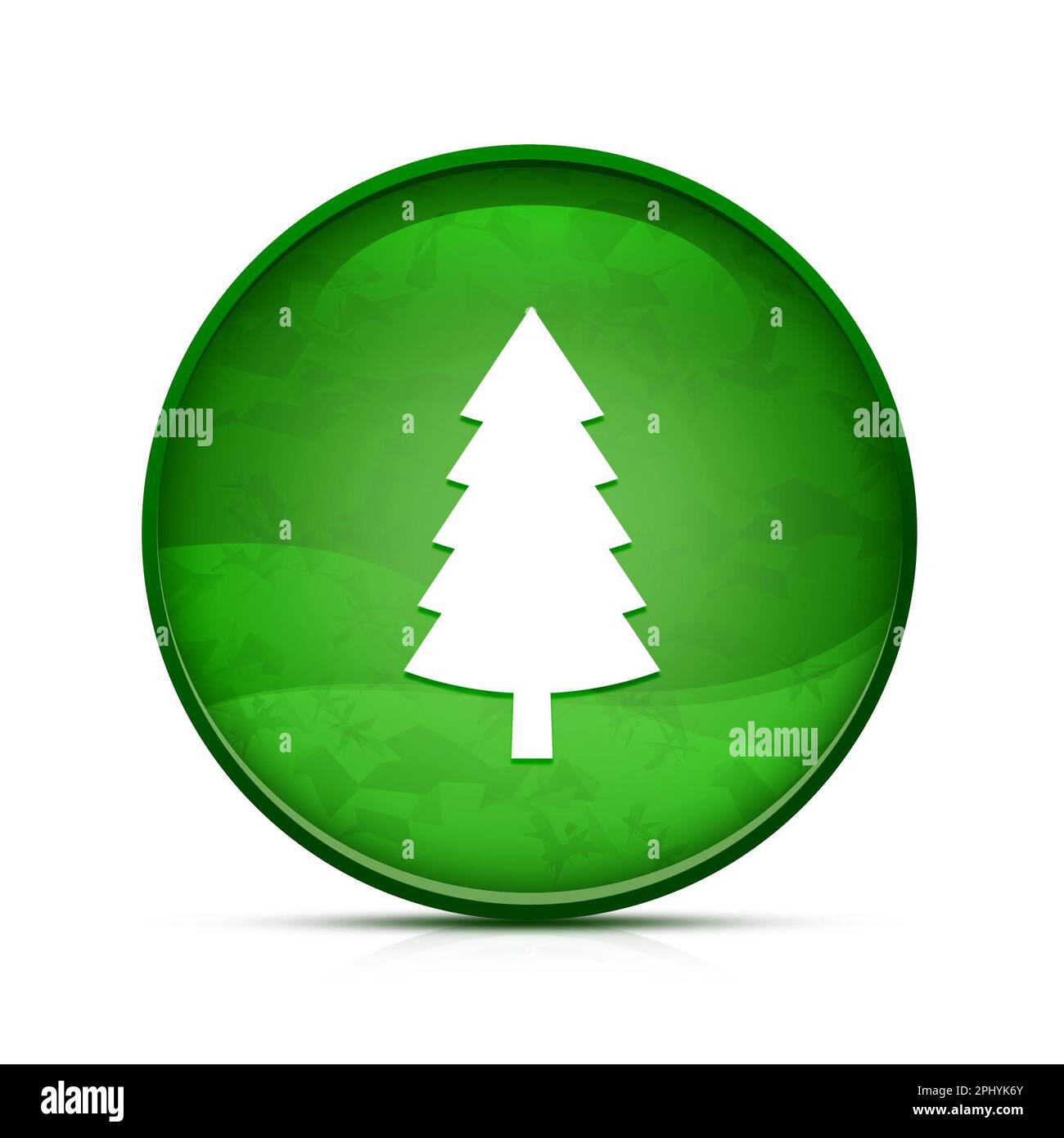 Evergreen conifer pine tree icon on classy splash green round button ...