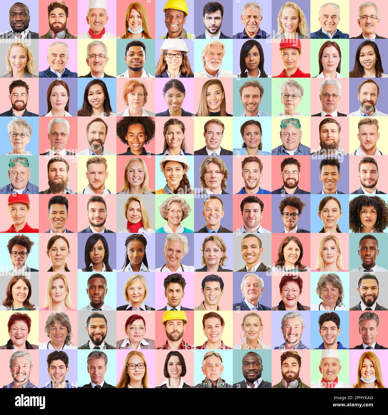 Portrait collage of adults of different generations in front of ...