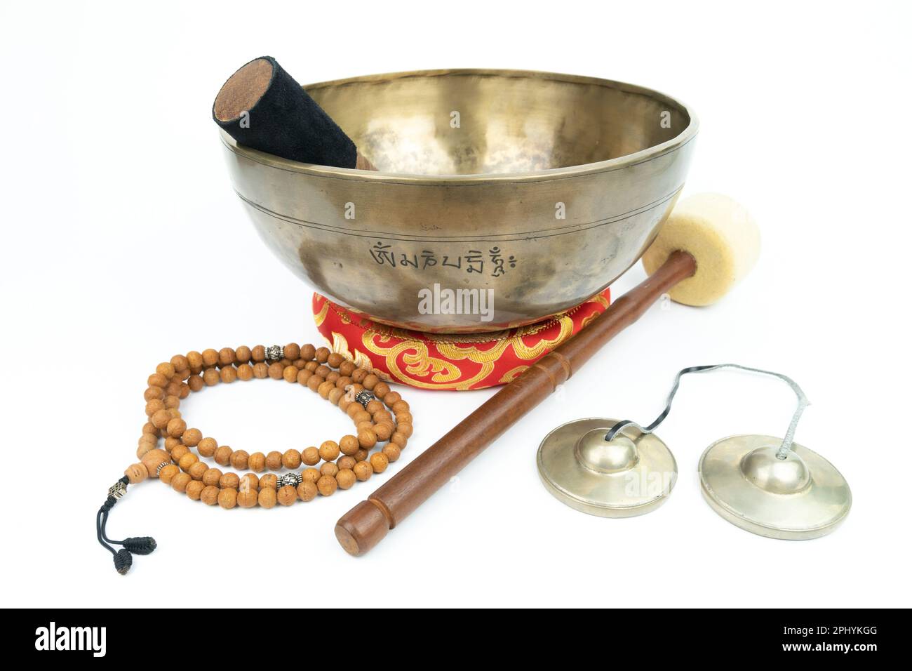 Tibetan handcrafted full moon singing bowl with mallet (striker stick ...